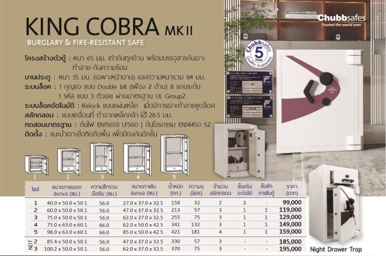ตู้เซฟ Chubb รุ่น King cobra s.3(NDT) - Chubb Safe Thailand
